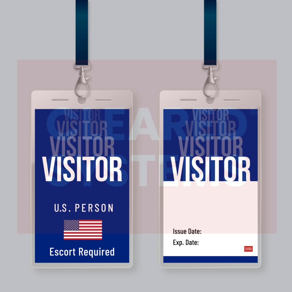 Blue ITAR Visitor Badge - Extended Access Control - Cleared Systems