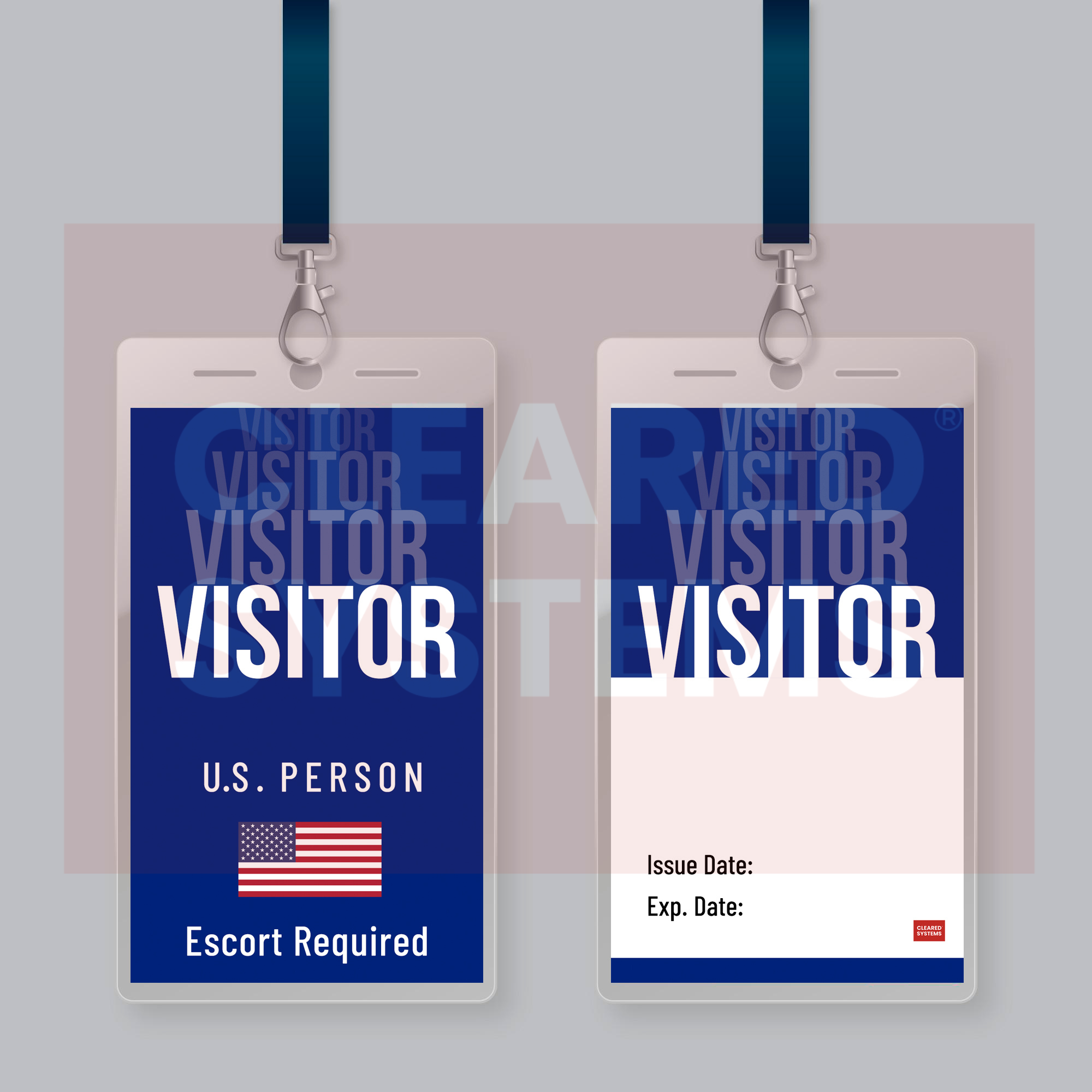Blue ITAR Visitor Badge - Extended Access Control - Cleared Systems