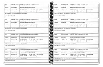 ITAR Compliant Visitor Log Book – 8.5 x 11 inch Visitor Entry Book 100 ...